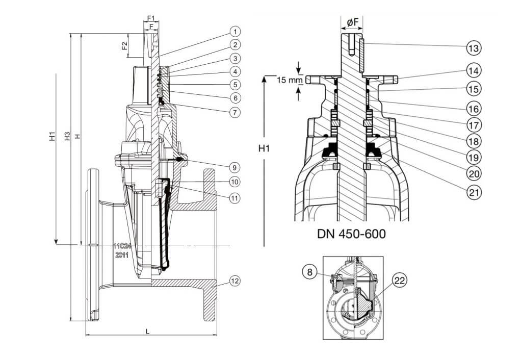 DN450 Resilient Seated Gate Valve - Your exclusive purchasing agent in ...